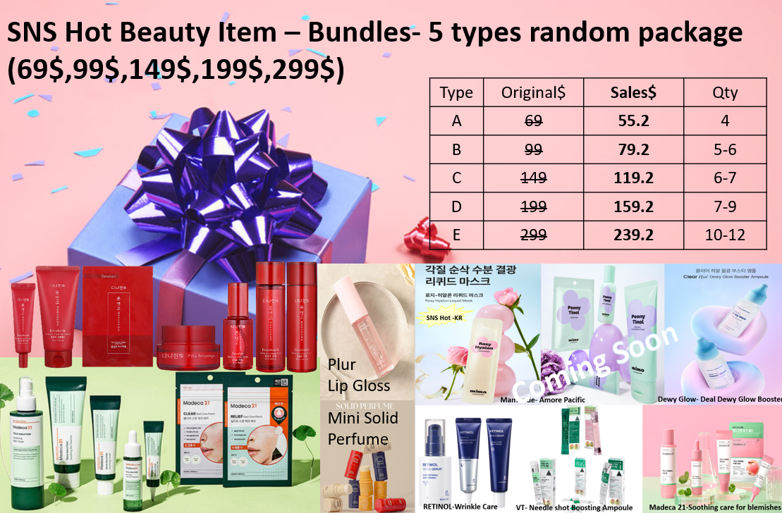 [New Hot] SNS Hot Beauty Item – Bundles- 5 types random package-Coming